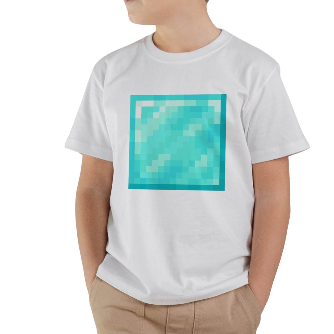 Minecraft Diamond Block Style T-shirt White Cotton Child to Adult Sizes ...