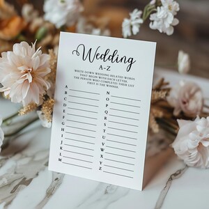 Wedding Alphabet Game Template, Wedding Words A-Z, Printable Bridal ...