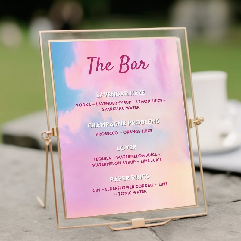 Candles Bar Menu - Etsy