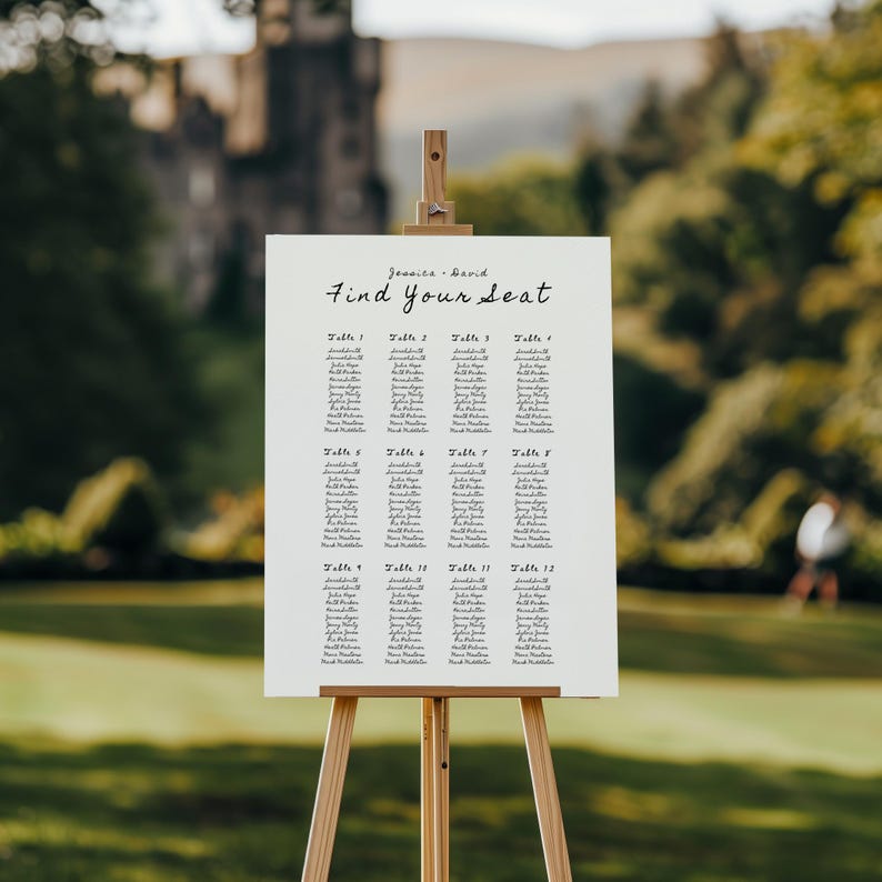 Handwritten Wedding Seating Chart Template, Whimsical Table Plan ...