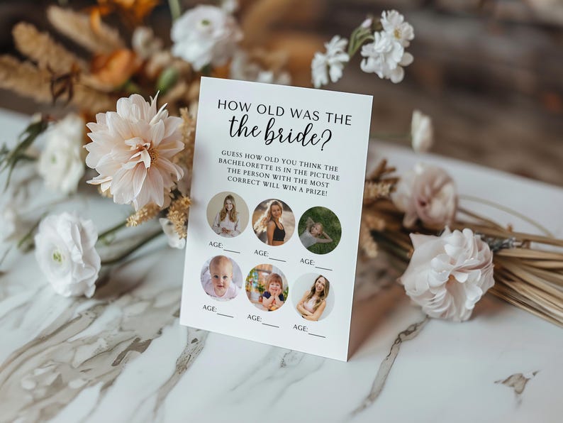How Old Was the Bride Game Template, Guess the Brides Age, Printable ...