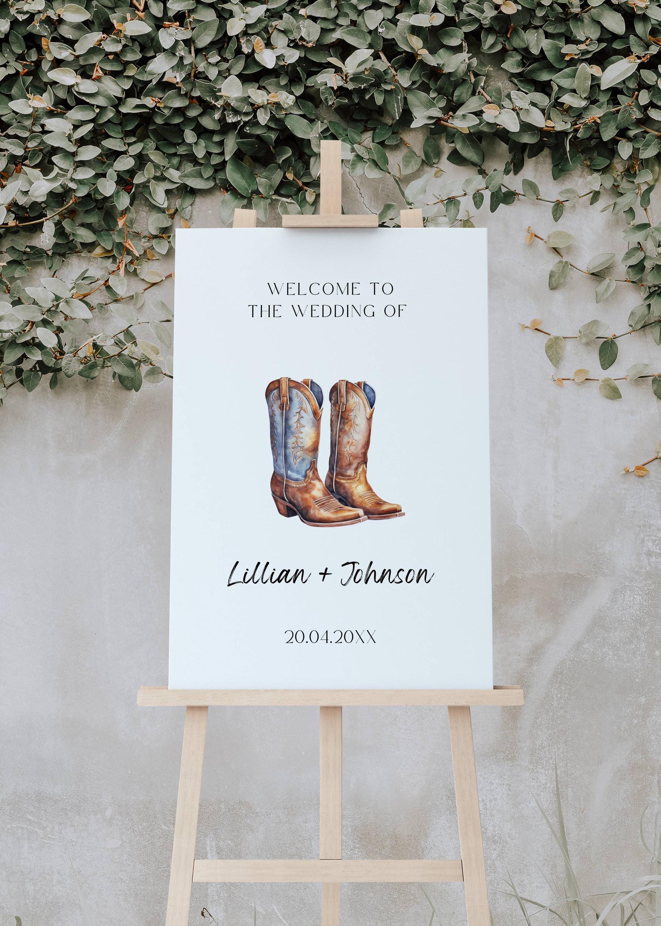 Cowboy Wedding Welcome Sign Template, Desert Western Country Welcome ...