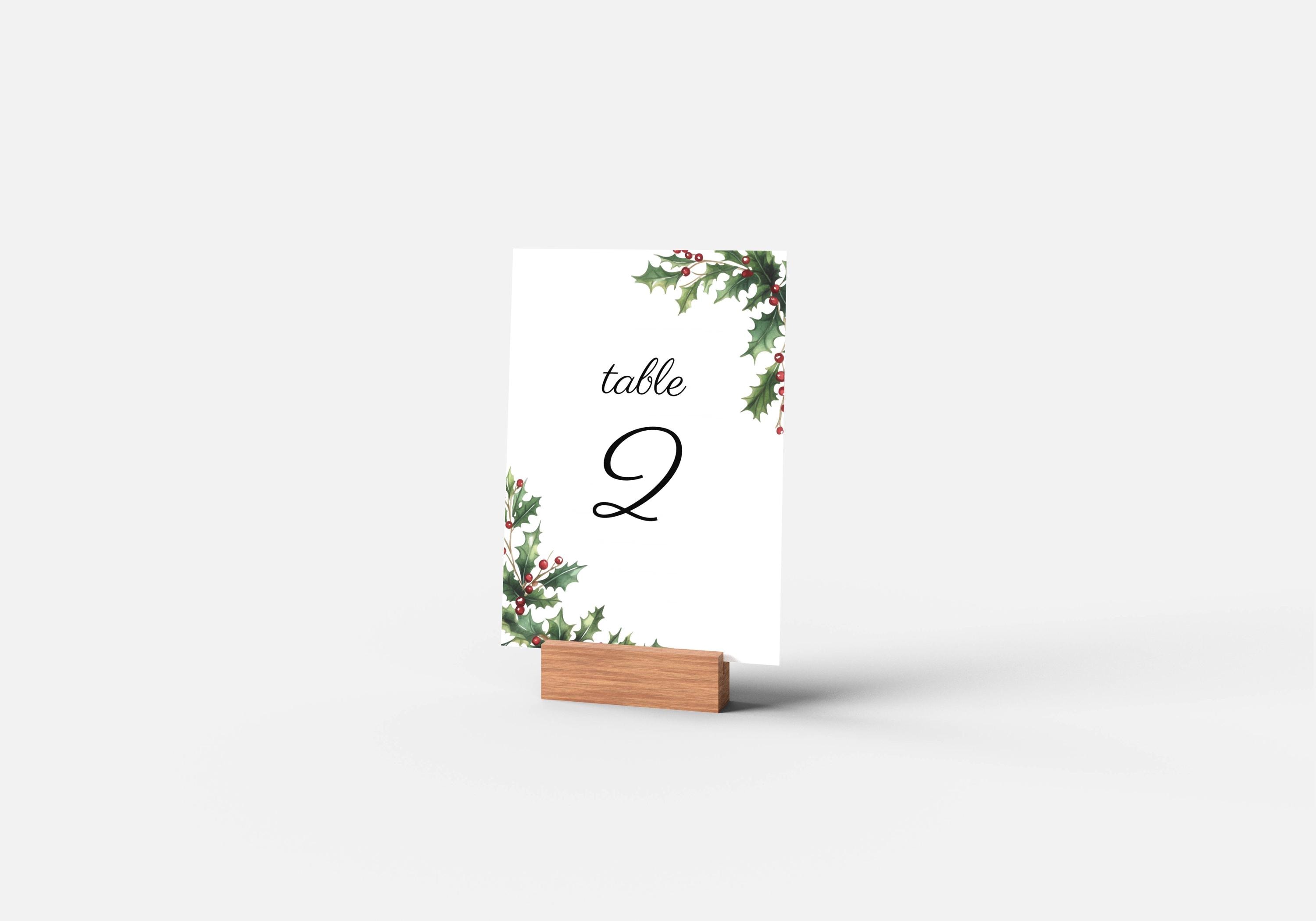 Christmas Wedding Table Numbers, Holiday Party Table Signs, Christmas ...
