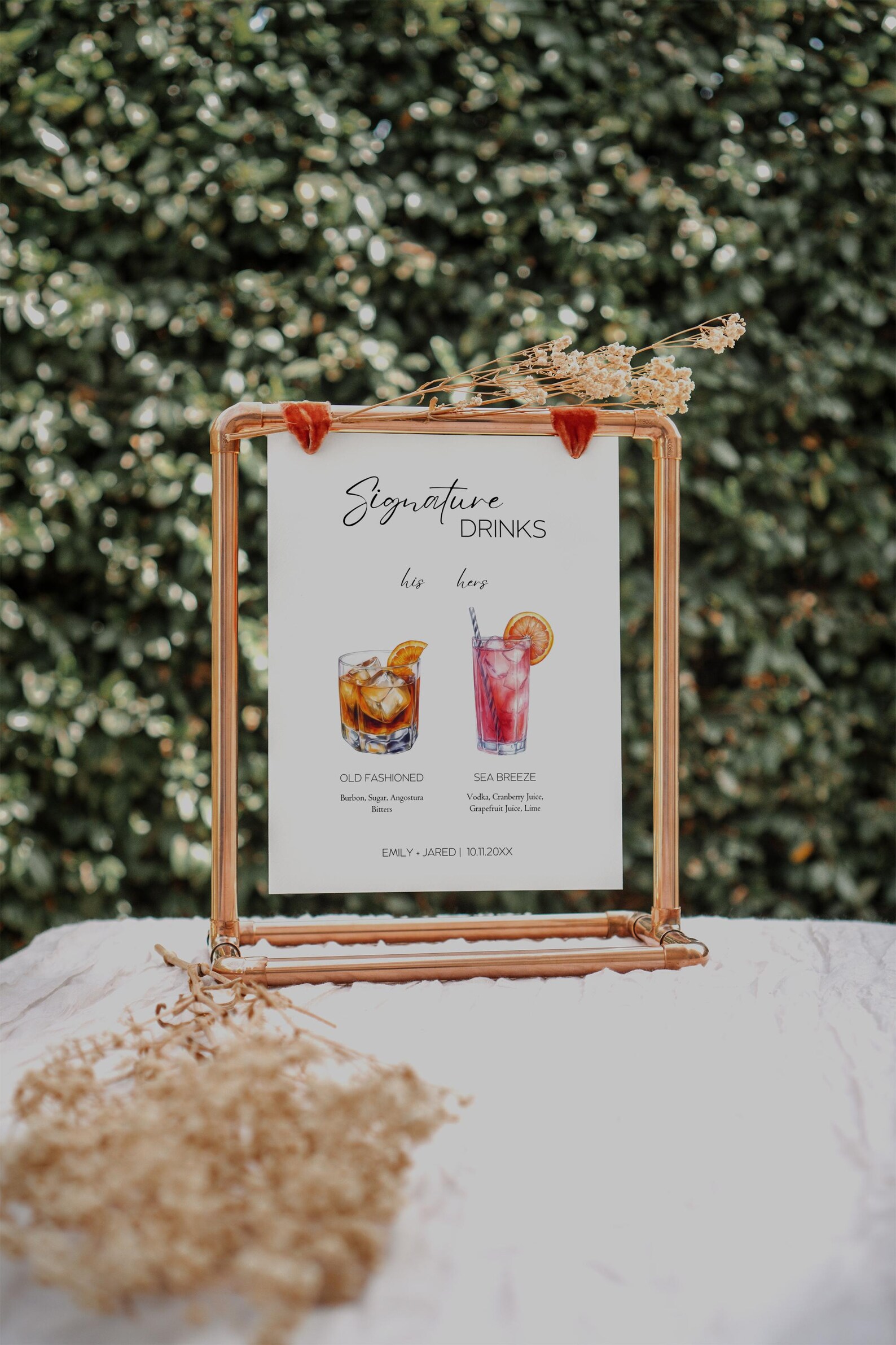 Signature Drinks Sign Template, Signature Cocktail Table Sign, Wedding ...