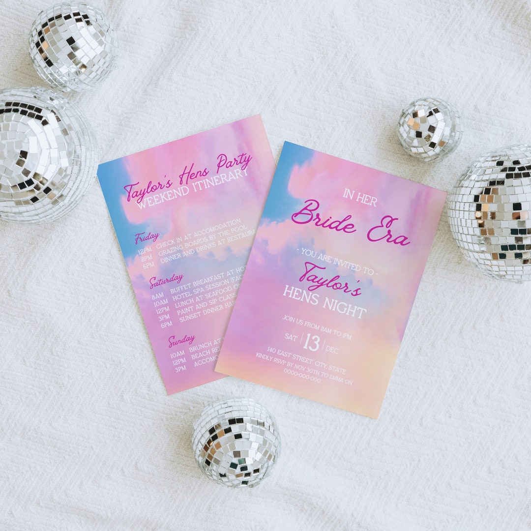 In Her Bride Era Hens Party Invitation Template, Lover Theme Invite ...