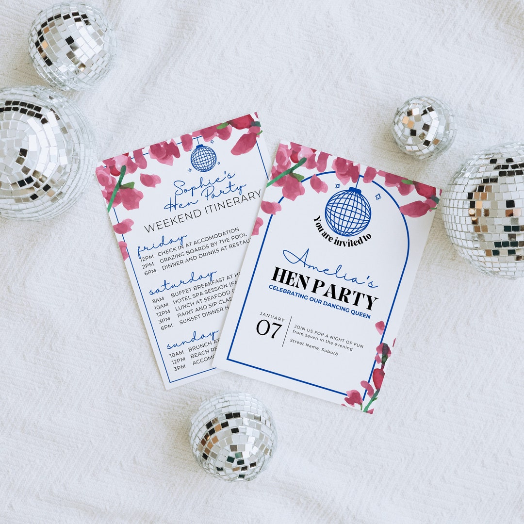 Mamma Mia Hens Party Invitation, Last Disco Editable Template, Dancing ...