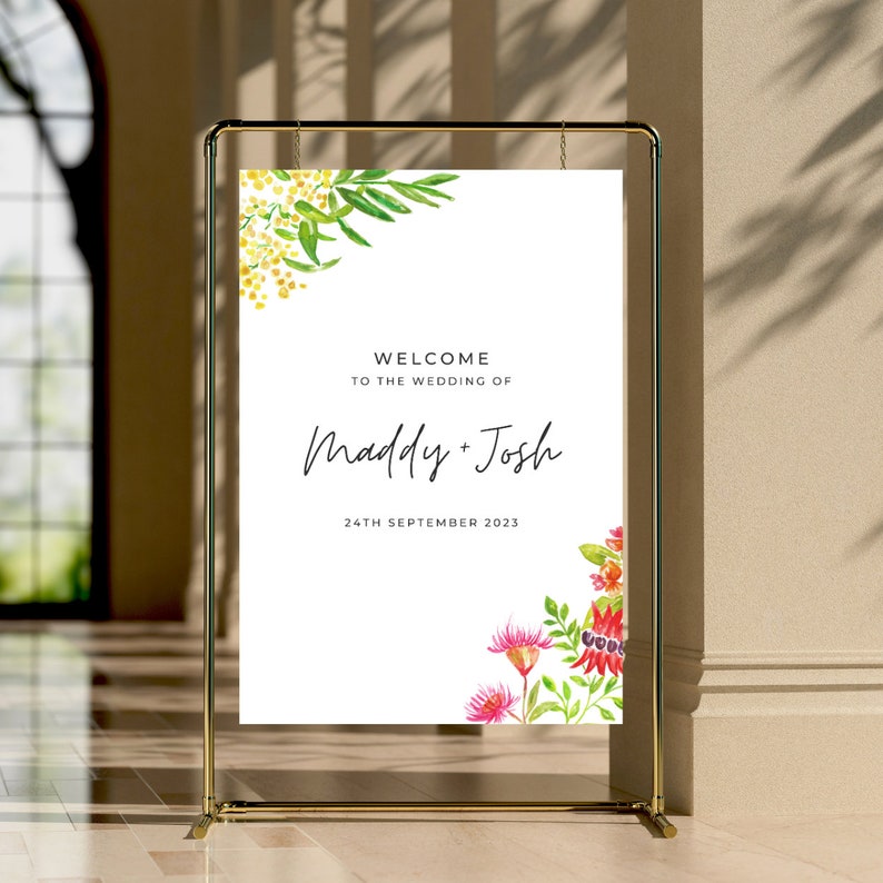 Australia Native Floral Wedding Welcome Sign Template, Boho Wedding ...