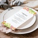 Australia Native Floral Wedding Menu Template, Wildflower Table Menu ...