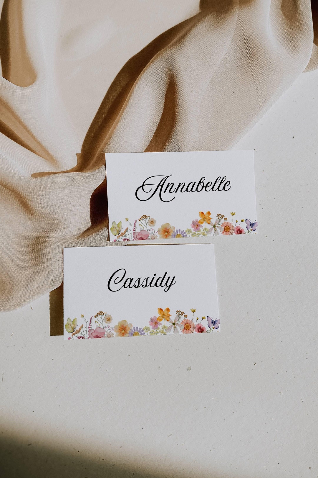 Pressed Flower Name Card Template, Dried Wildflower Place Card ...