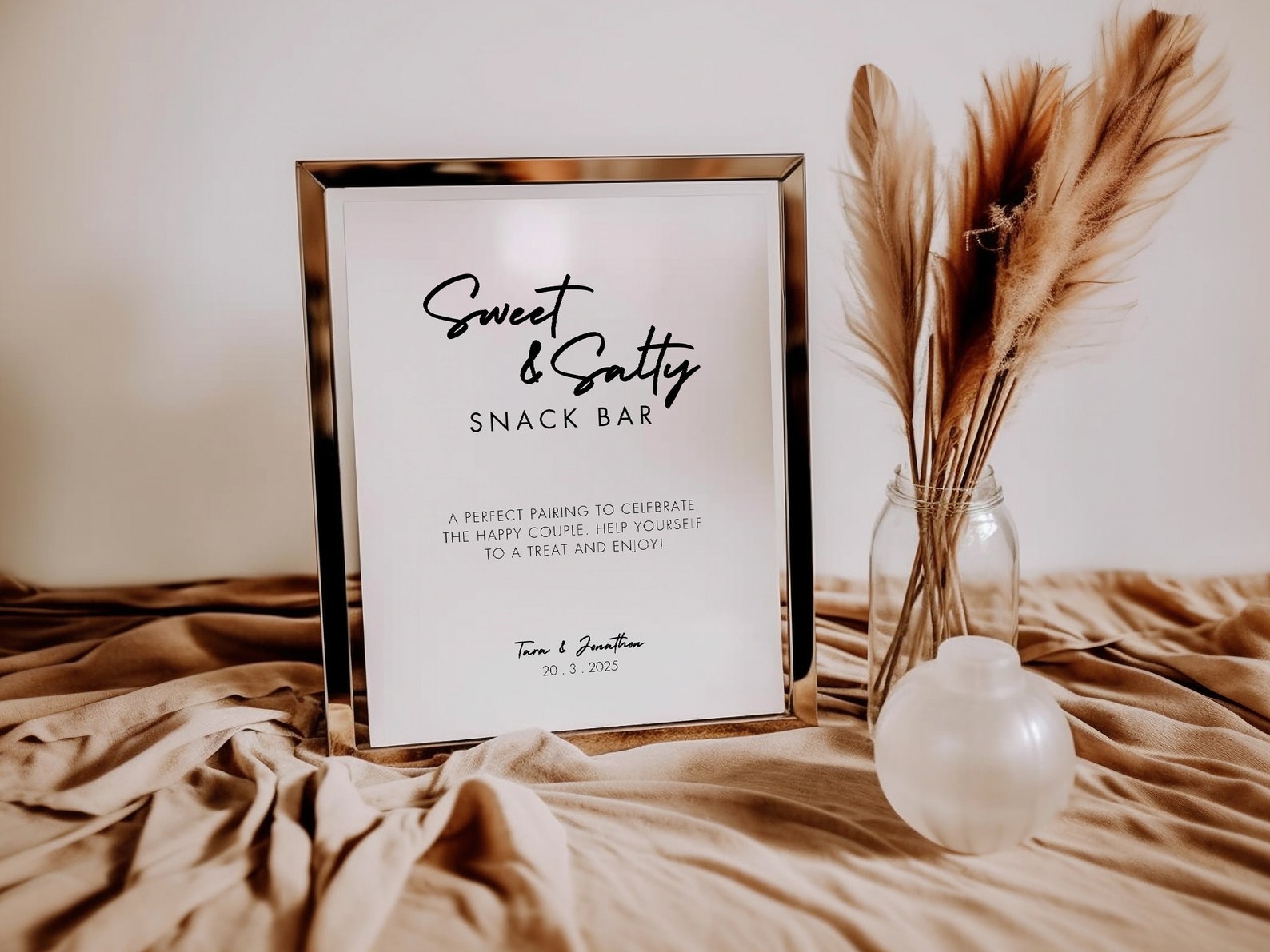 Salty and Sweet Printable Sign, Reception Snack Bar Sign, Minimalist ...