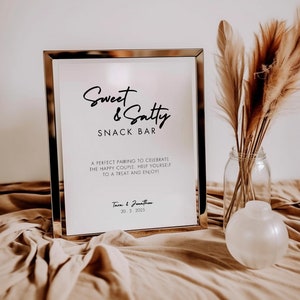 Salty and Sweet Printable Sign, Reception Snack Bar Sign, Minimalist ...