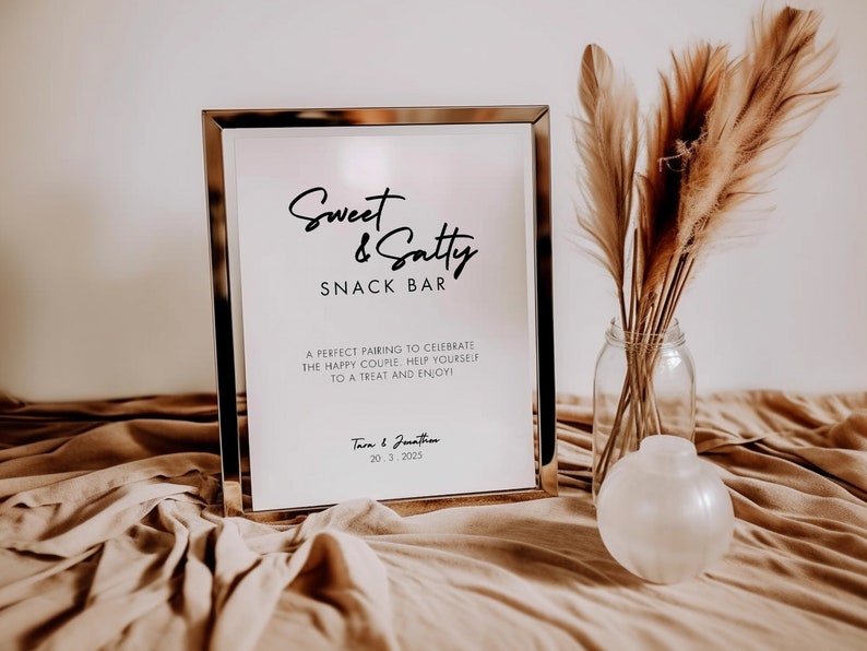 Salty and Sweet Printable Sign, Reception Snack Bar Sign, Minimalist ...