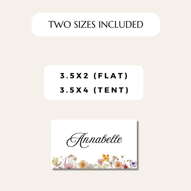 Pressed Flower Name Card Template, Dried Wildflower Place Card ...