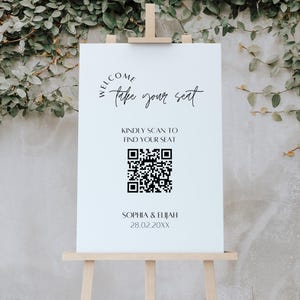 QR Code for Seating Chart, Modern Scannable Wedding Sign, Take Your ...