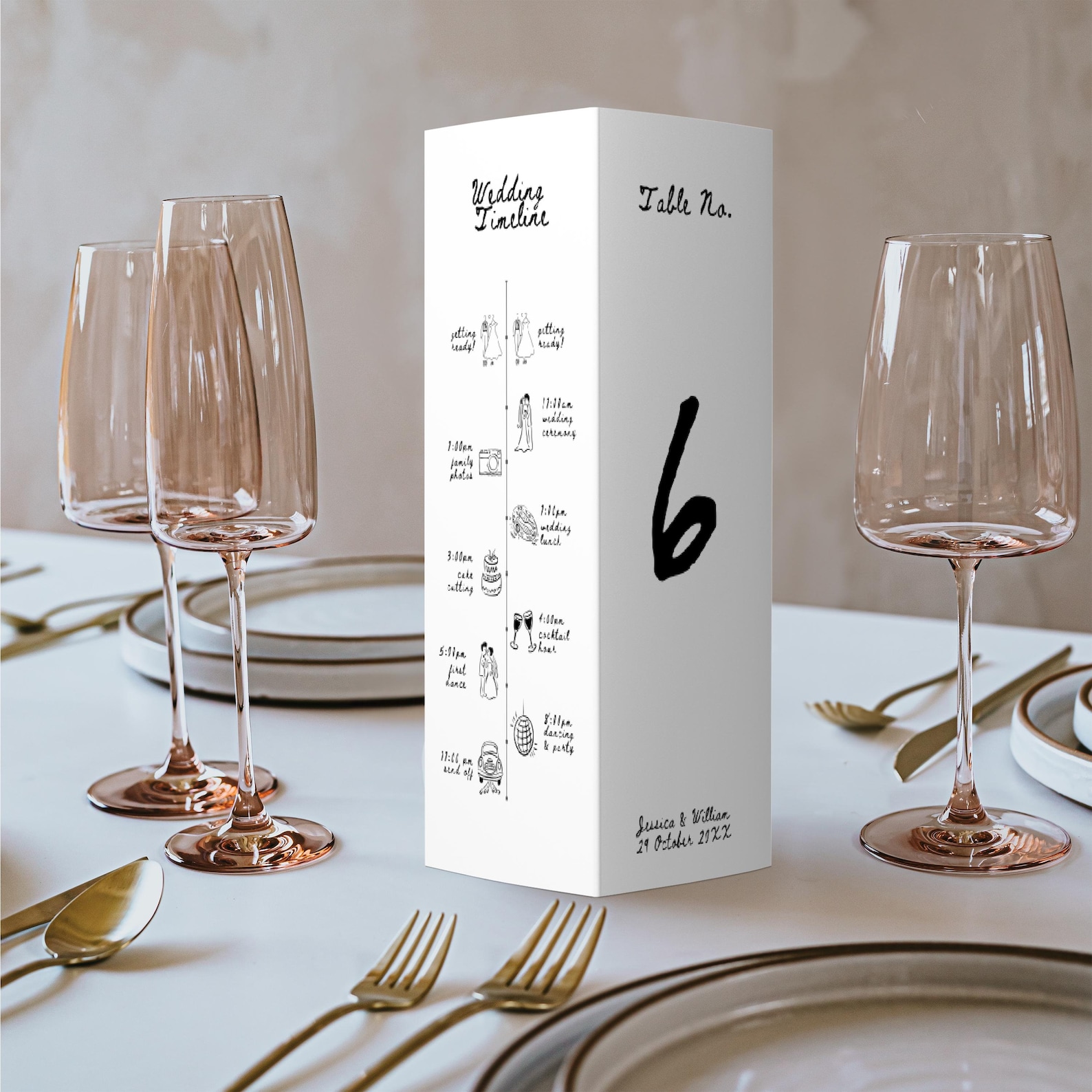 Handwritten Trifold Wedding Table Numbers, Trifold Wedding Menu ...