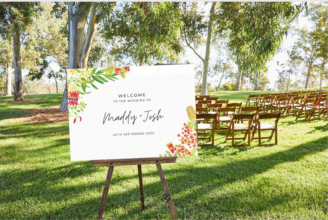 Australia Native Floral Wedding Welcome Sign Template, Boho Wedding ...