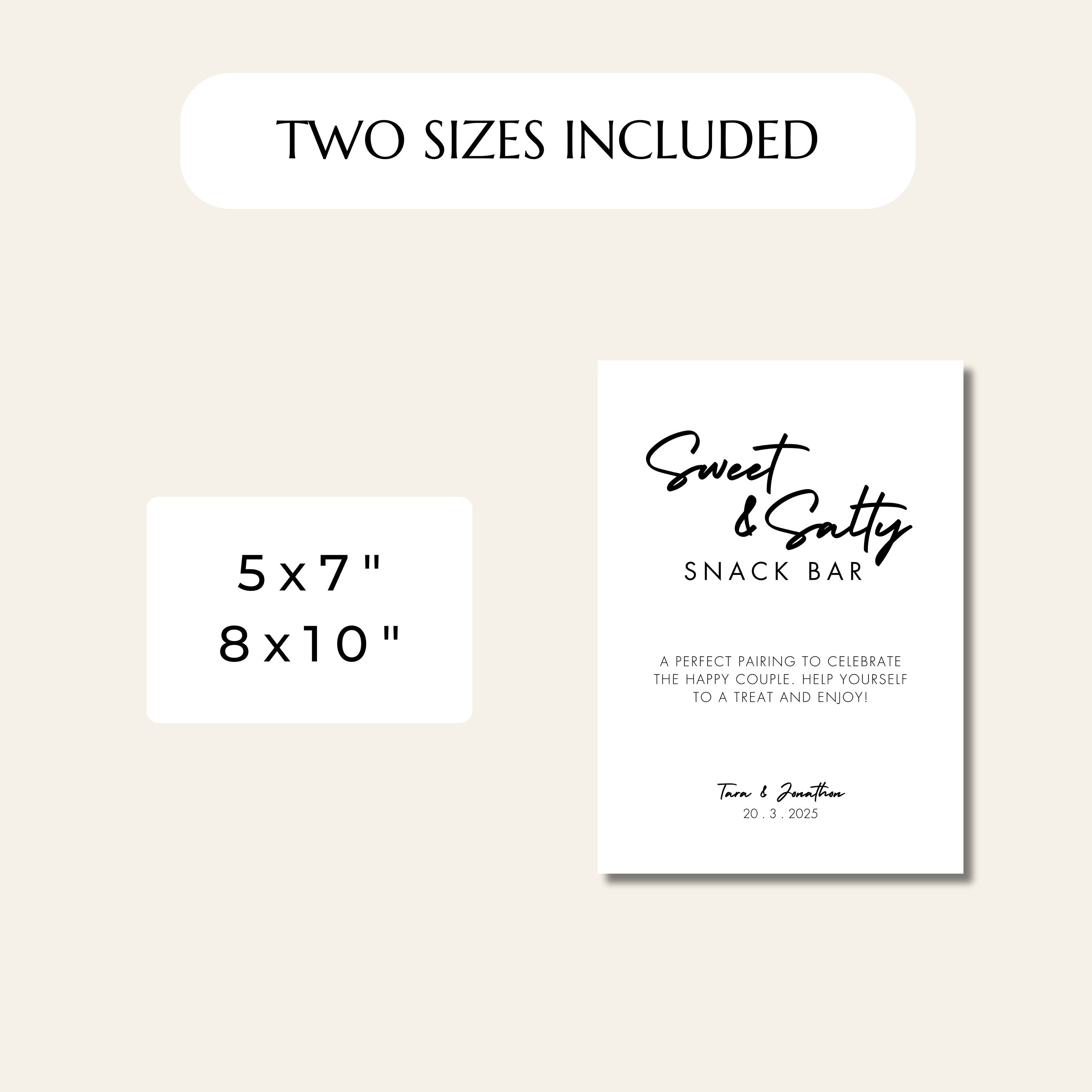 Salty and Sweet Printable Sign, Reception Snack Bar Sign, Minimalist ...