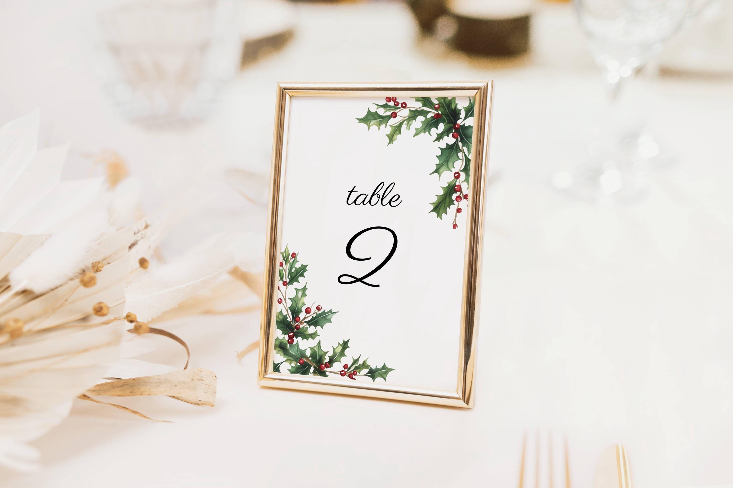 Christmas Wedding Table Numbers, Holiday Party Table Signs, Christmas ...