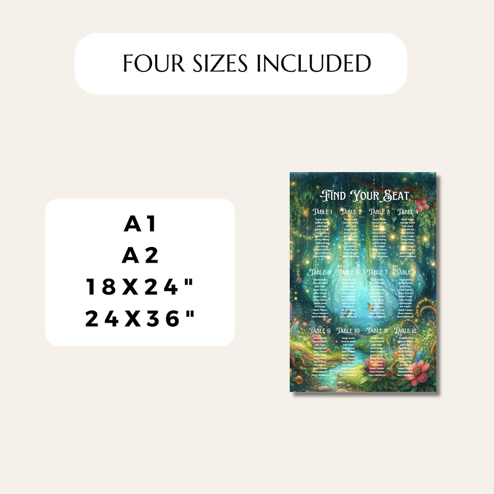 Enchanted Forest Seating Chart, Fairytale Fantasy Woodland Wedding ...