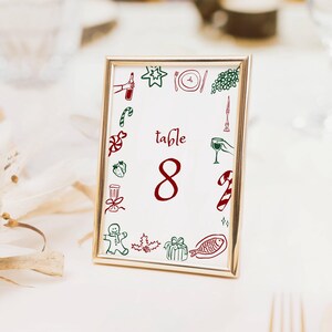 Christmas Wedding Table Numbers Template, Holiday Party Table Signs ...