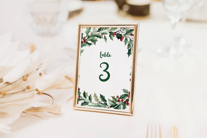 Christmas Wedding Table Numbers, Holiday Party Table Signs, Christmas ...