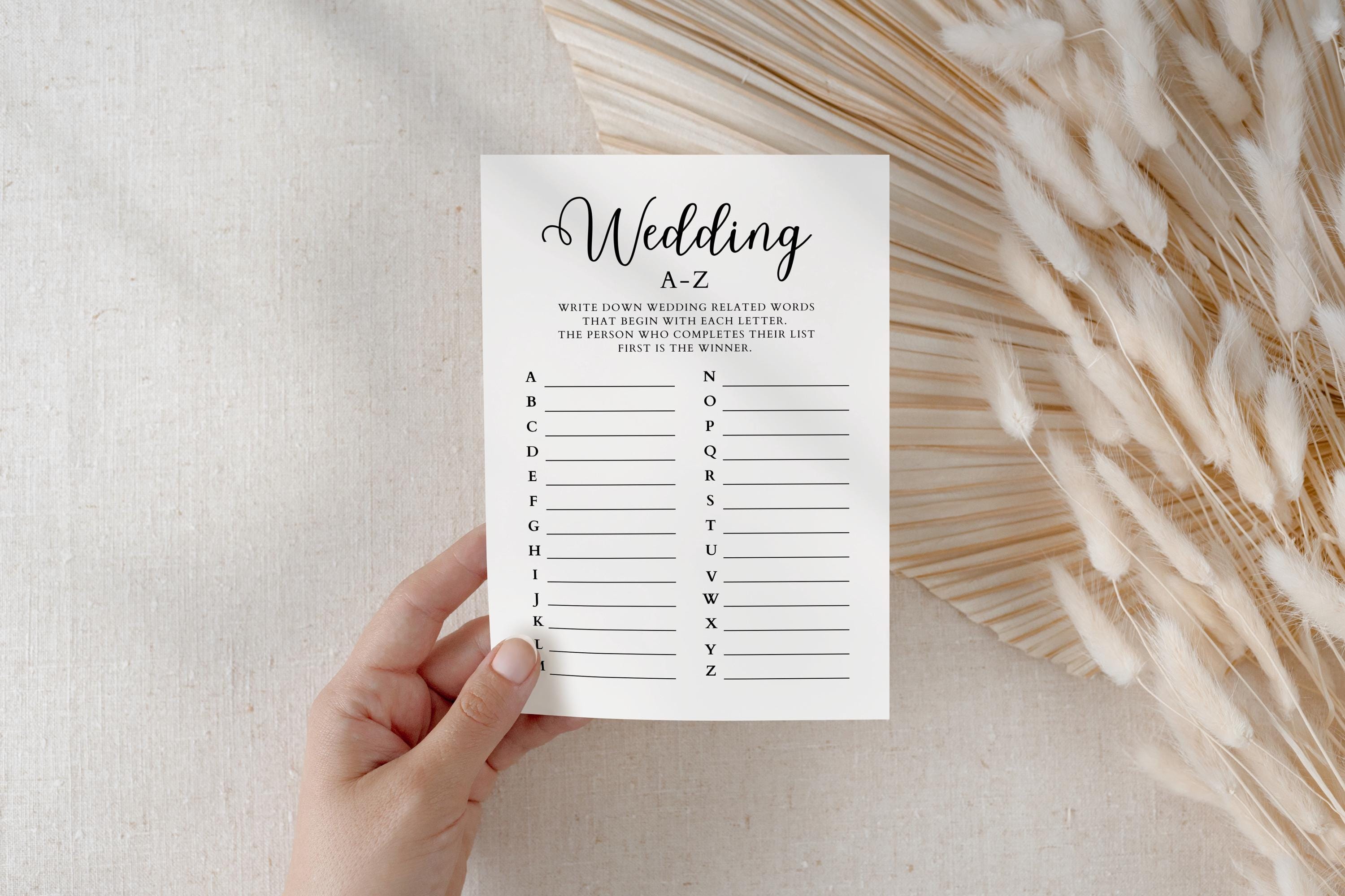 Wedding Alphabet Game Template, Wedding Words A-Z, Printable Bridal ...