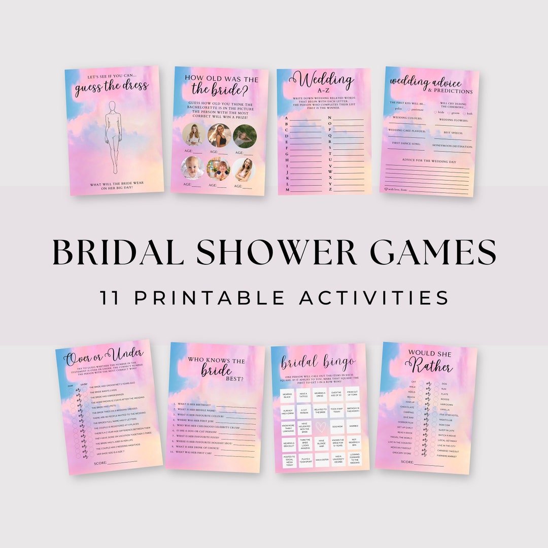 Lover Theme Bridal Shower Games Bundle Editable, Bachelorette Party ...
