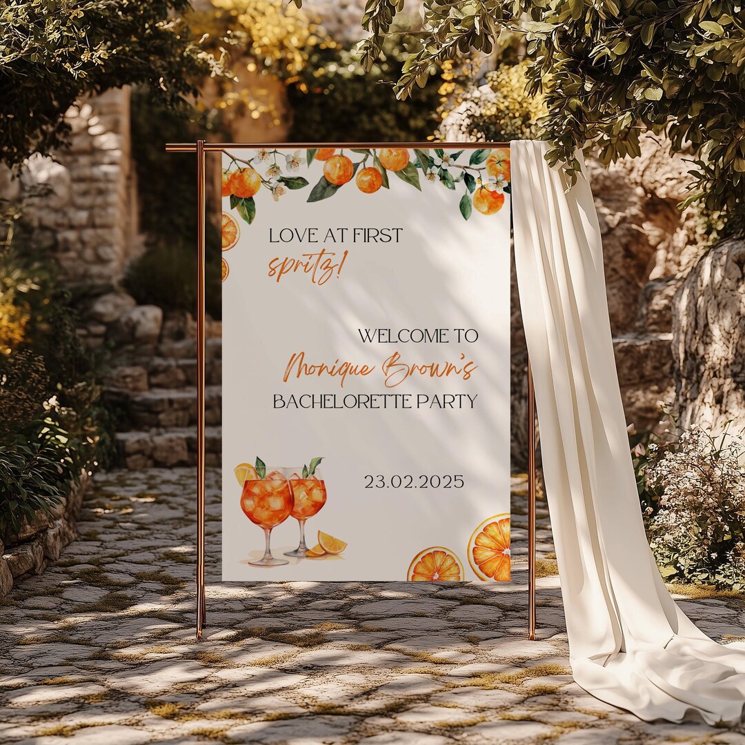 Love at First Spritz Bachelorette Party Welcome Sign, Aperol Spritz ...