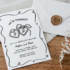 French Style Engagement Party Invite, Whimsical Invitation Template ...