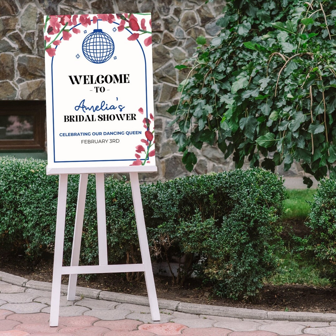 Mamma Mia Bridal Shower Welcome Sign Template Canva, Dancing Queen ...