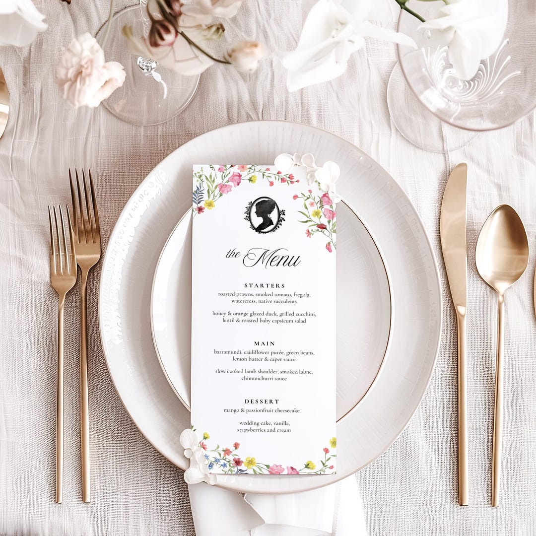 English Society Food Menu Template, Regency Era Dinner Menu Editable ...