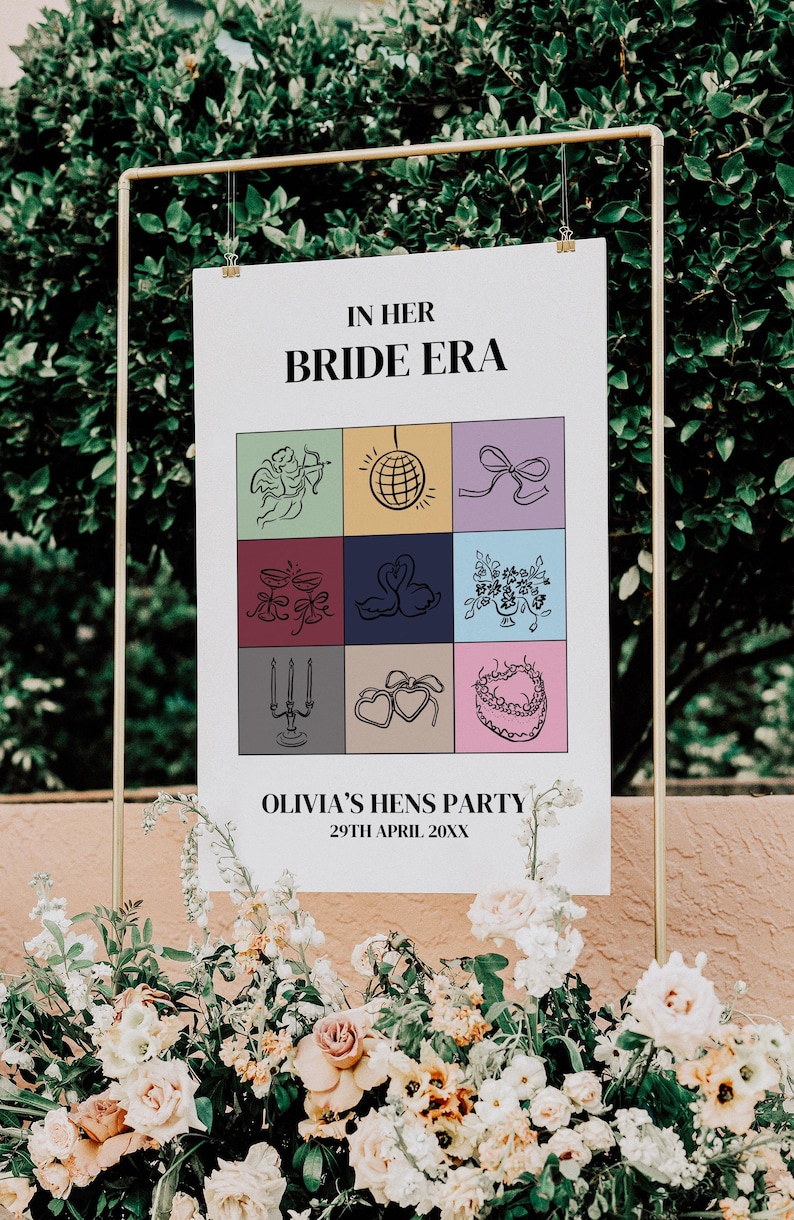 In Her Bride Era Welcome Sign, Hens Party Poster Editable, Swift Eras ...