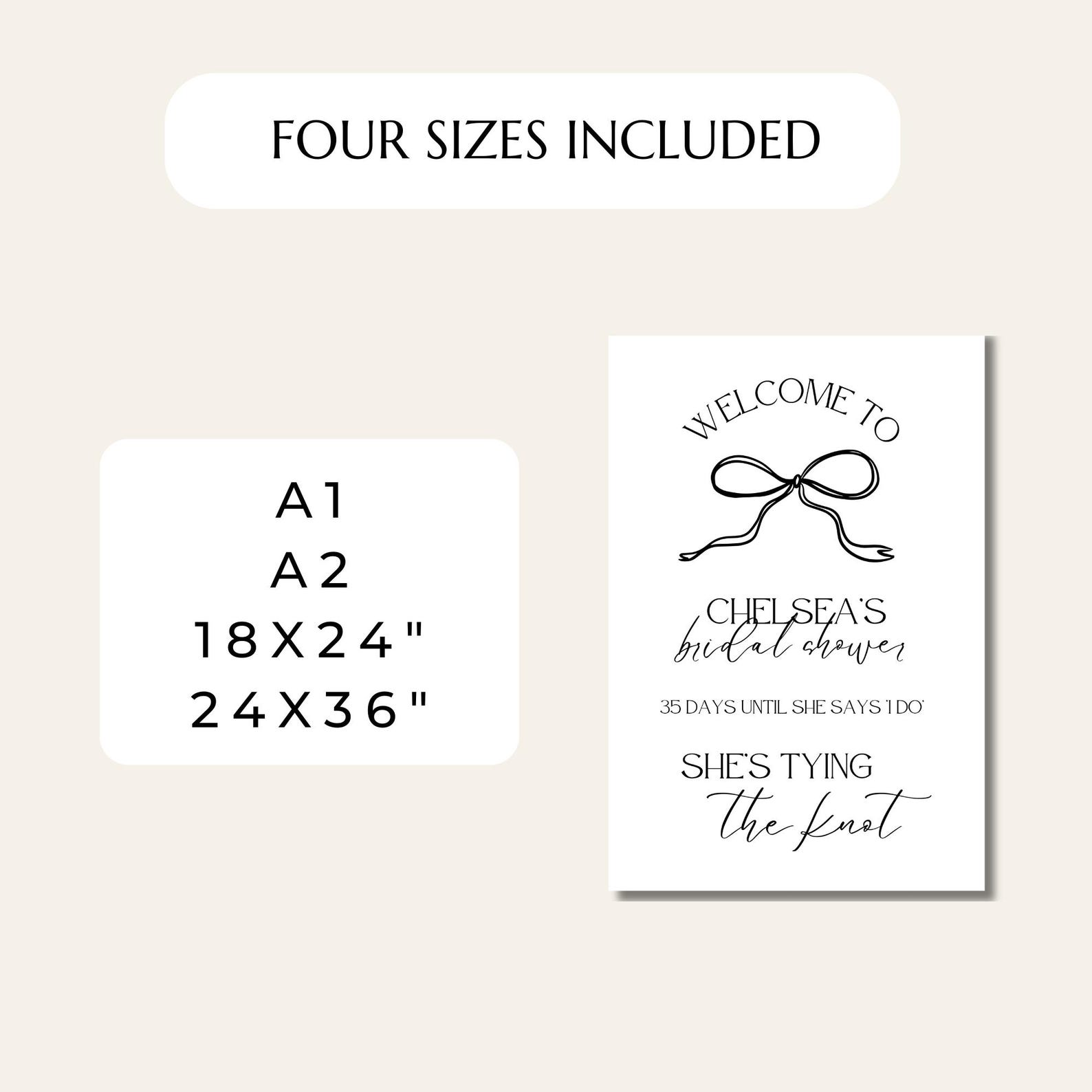 Shes Tying the Knot Signage, Printable Whimsical Bow Bridal Shower ...