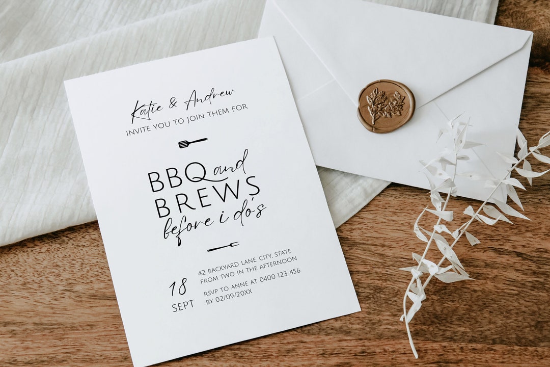 BBQ and Brews Before I Do Invitation, I Do BBQ Invite, Minimalist ...