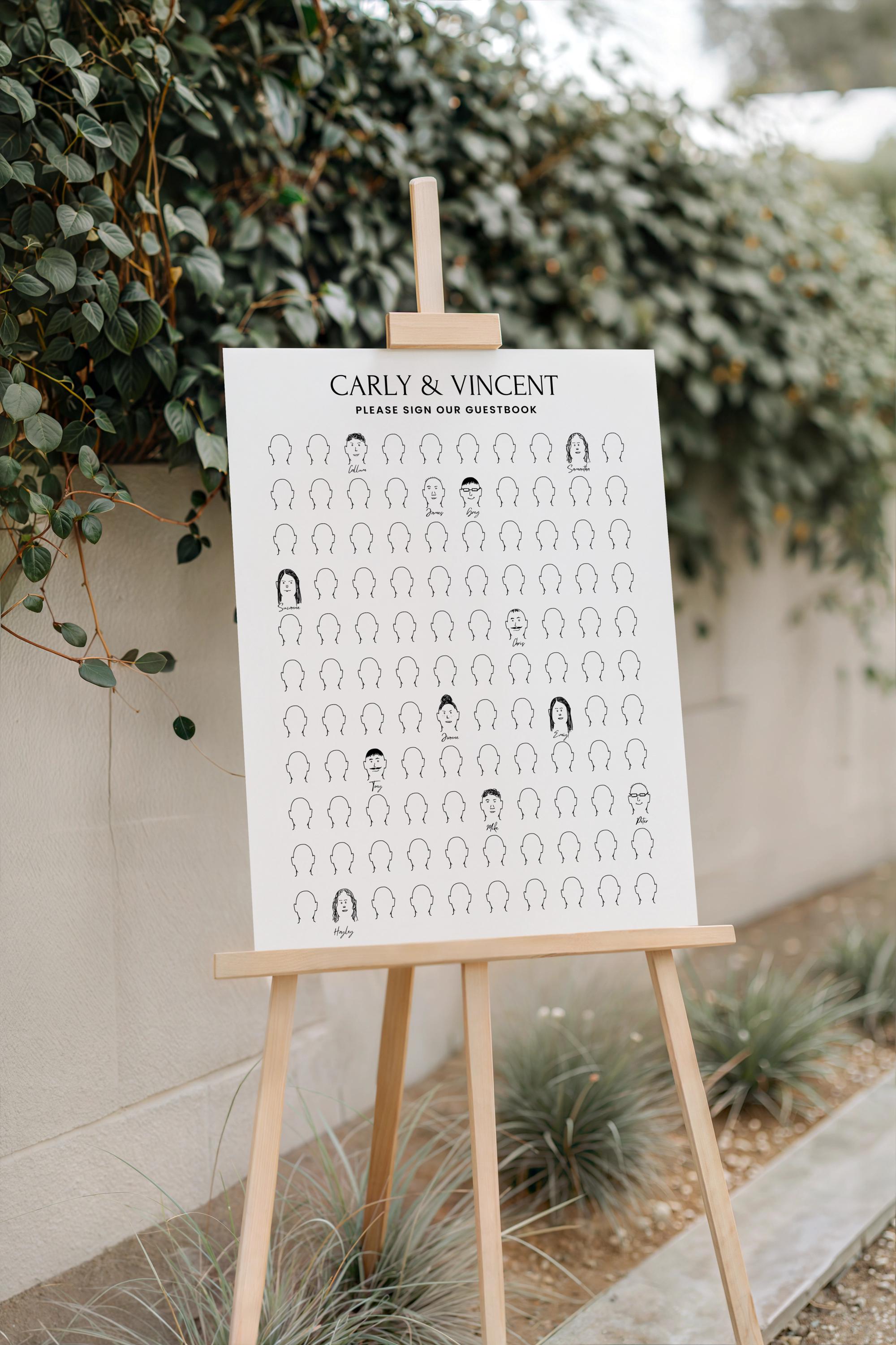 Wedding Guest Book With Faces, Guest Book Alternative Fun, Wedding ...