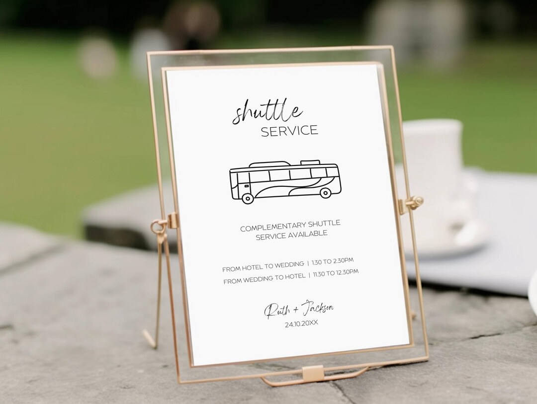Wedding Shuttle Schedule Template, Wedding Transportation Sign Editable ...