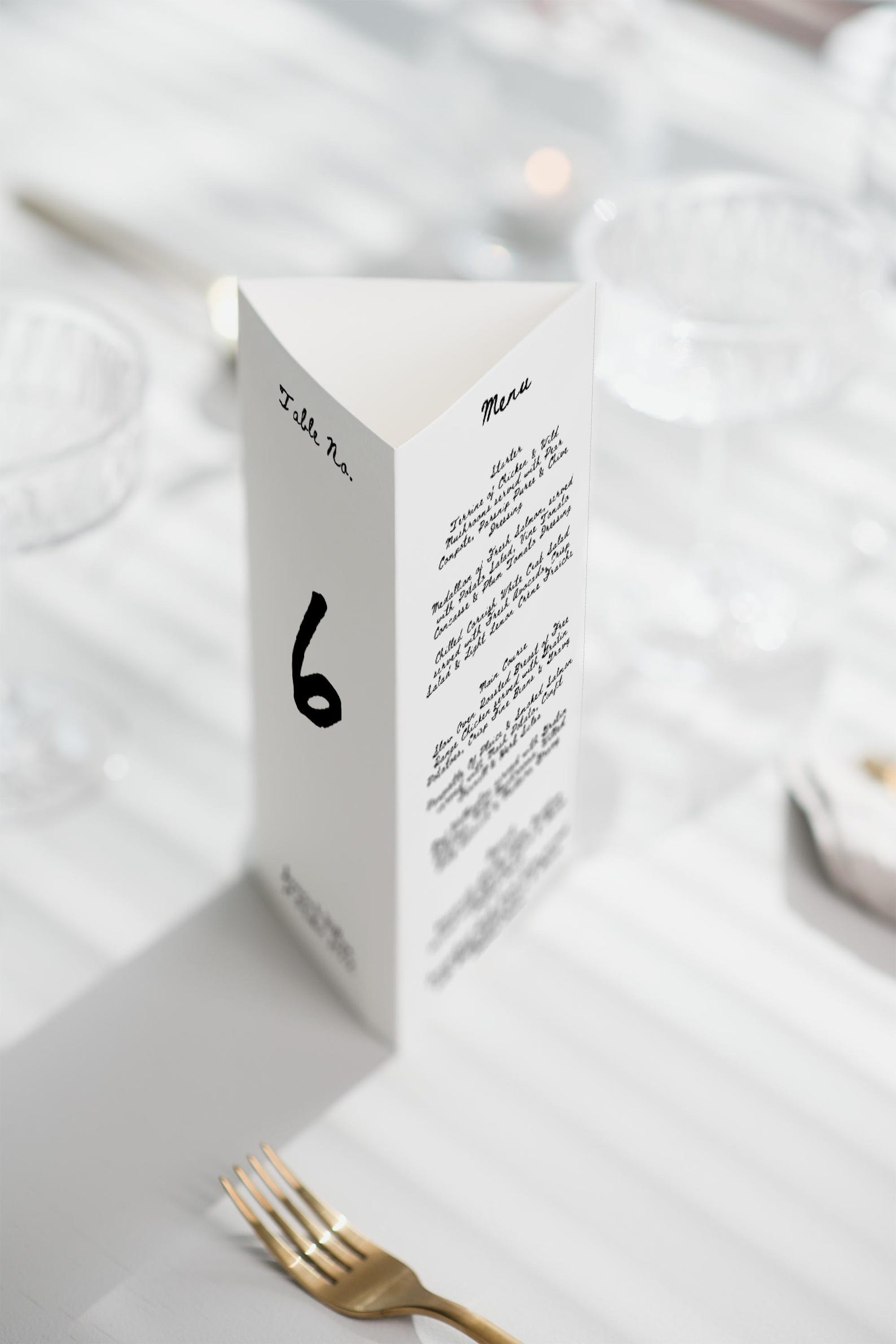 Handwritten Trifold Wedding Table Numbers, Trifold Wedding Menu ...