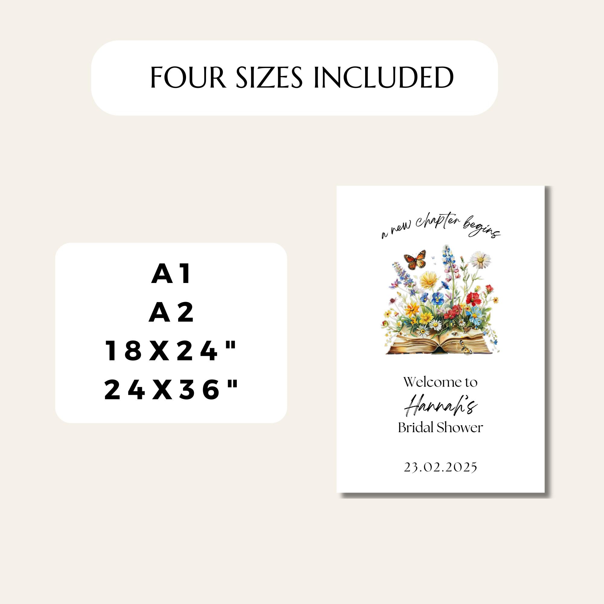 A New Chapter Begins Welcome Sign, Book Theme Bridal Shower Poster ...