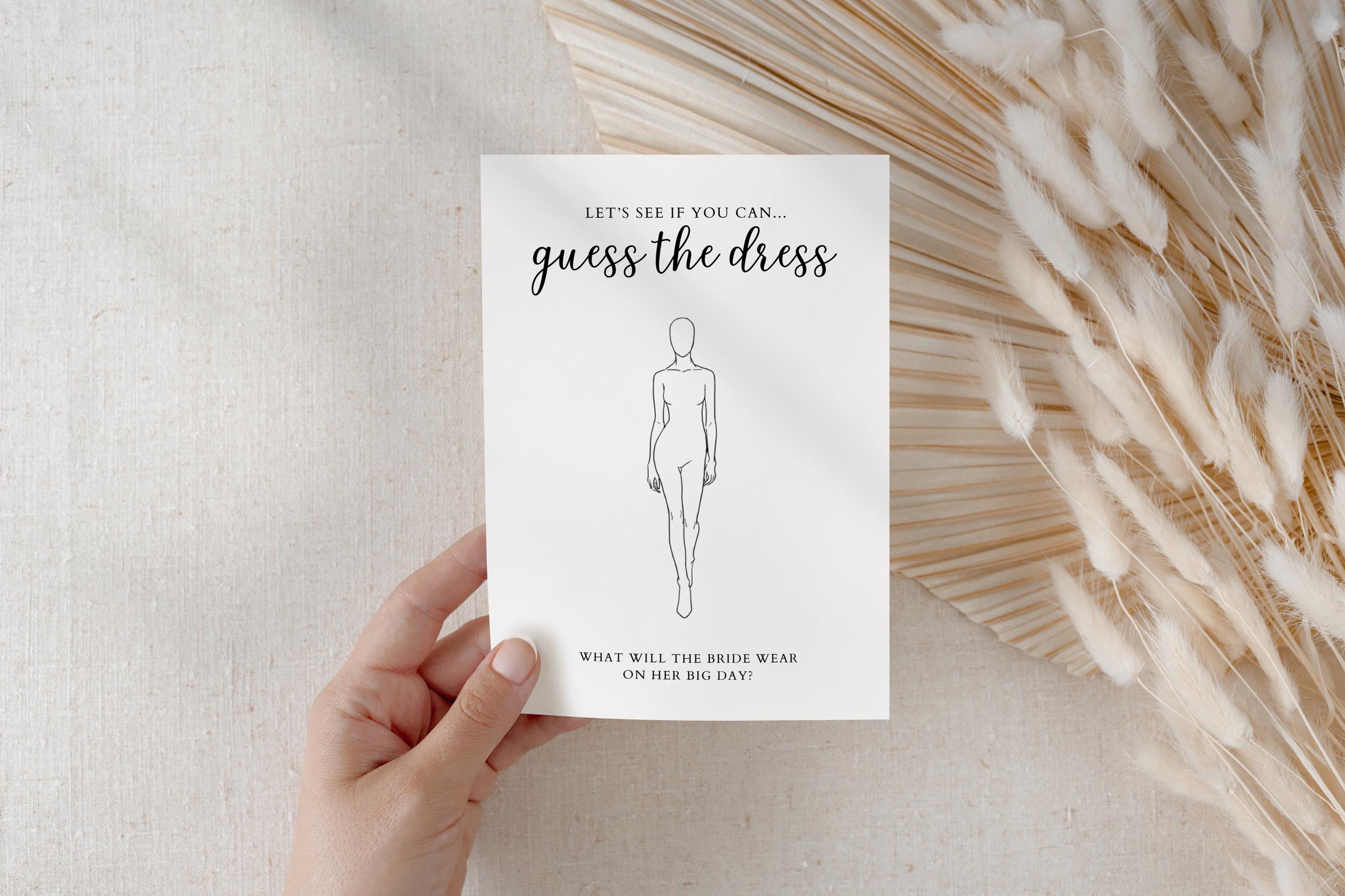 Guess the Dress Template, Printable Bridal Shower Game, Bachelorette ...