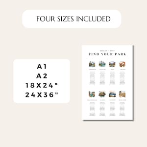 National Park Seating Chart Template, Find Your Park Poster, Find Your ...