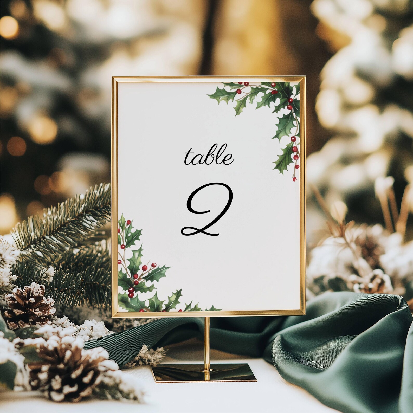 Christmas Wedding Table Numbers, Holiday Party Table Signs, Christmas ...