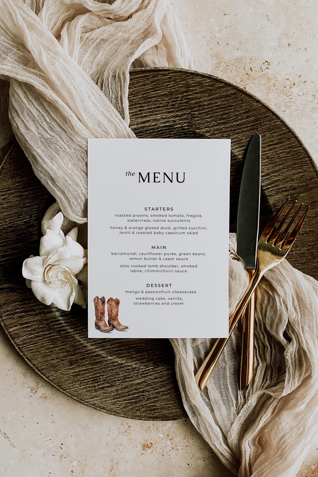 Boots and Bubbly Food Menu Template, Cowgirl Dinner Menu Editable ...