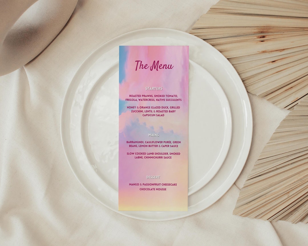 Lover Food Menu Template, Taylor Swift Dinner Menu Editable, Printable ...