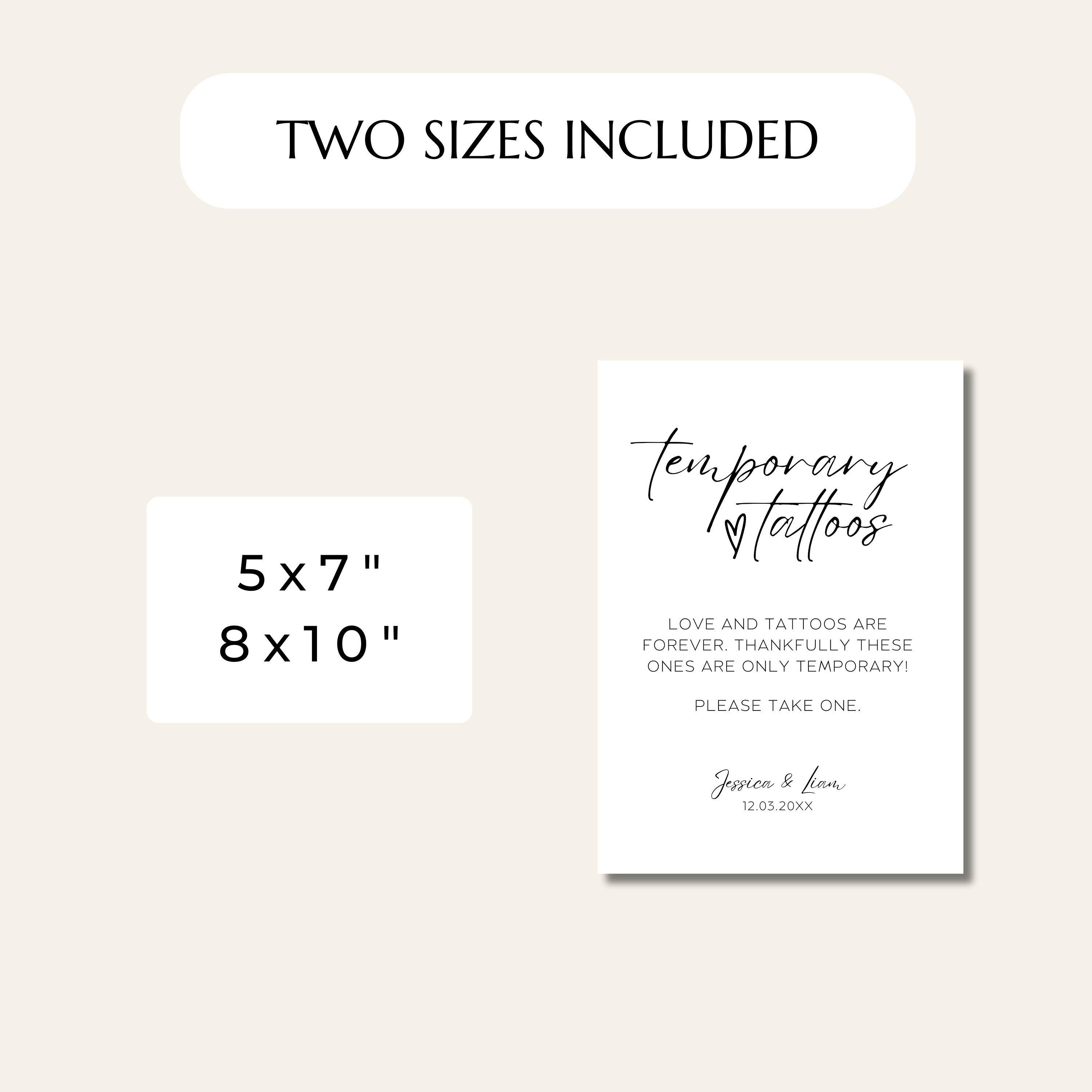 Temporary Tattoo Wedding Station Sign, Wedding Tattoo Favor Sign ...