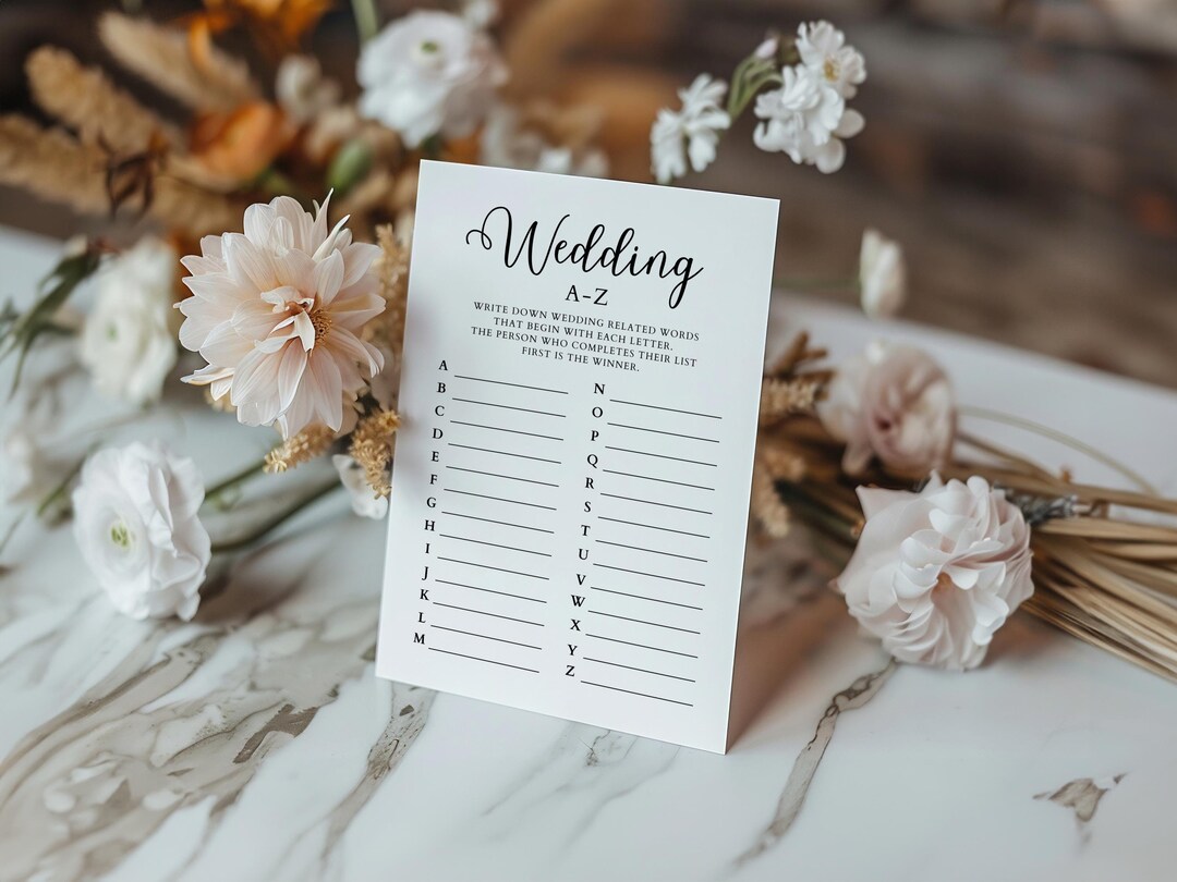 Wedding Alphabet Game Template, Wedding Words A-Z, Printable Bridal ...