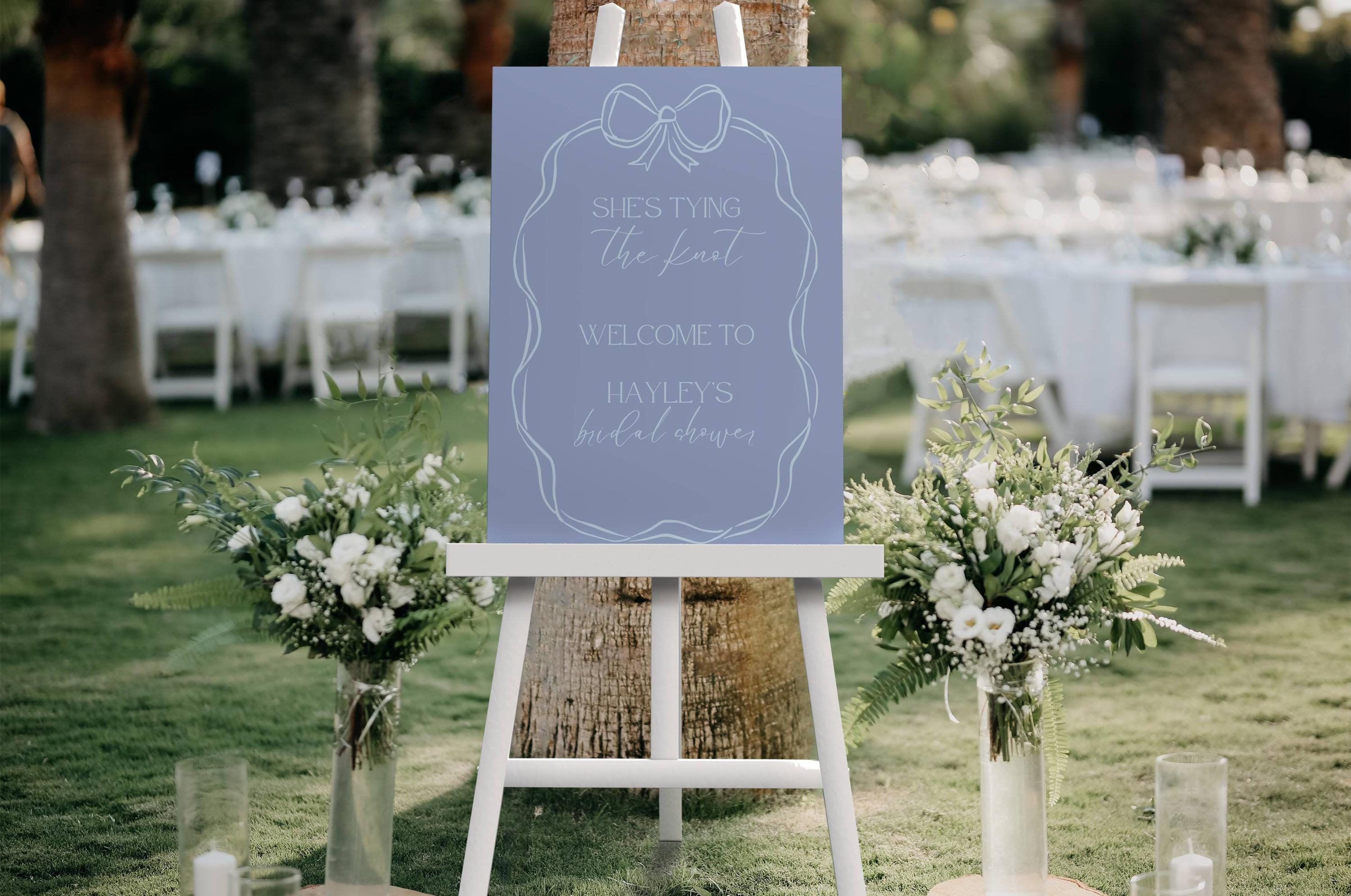 She's Tying the Knot Signage, Printable Scribble Bow Bridal Shower ...