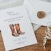 Cowboy Boot Save the Date, Country Western Desert Wedding Invite Card ...