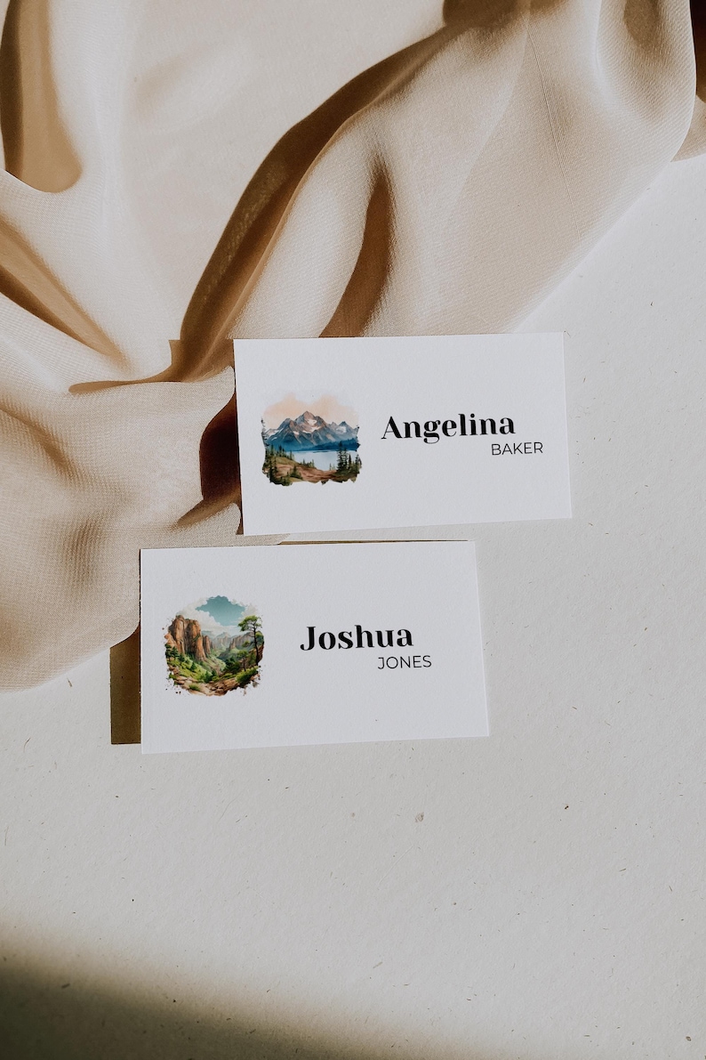 National Park Wedding Place Card, Mountain Name Card Printable ...