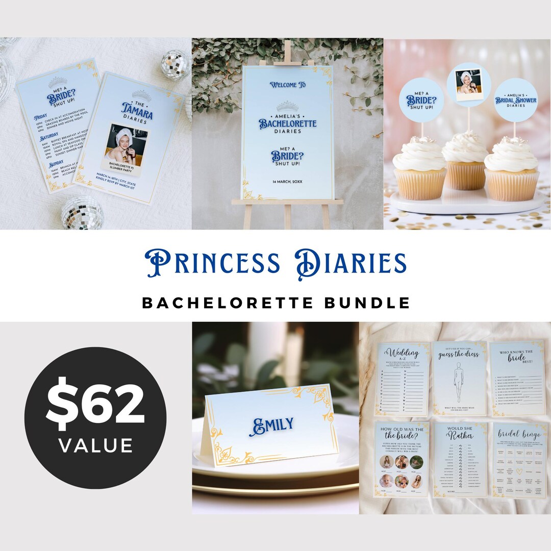 Princess Diaries Bachelorette Party Bundle, Me A Bride Shut Up, Bridal ...