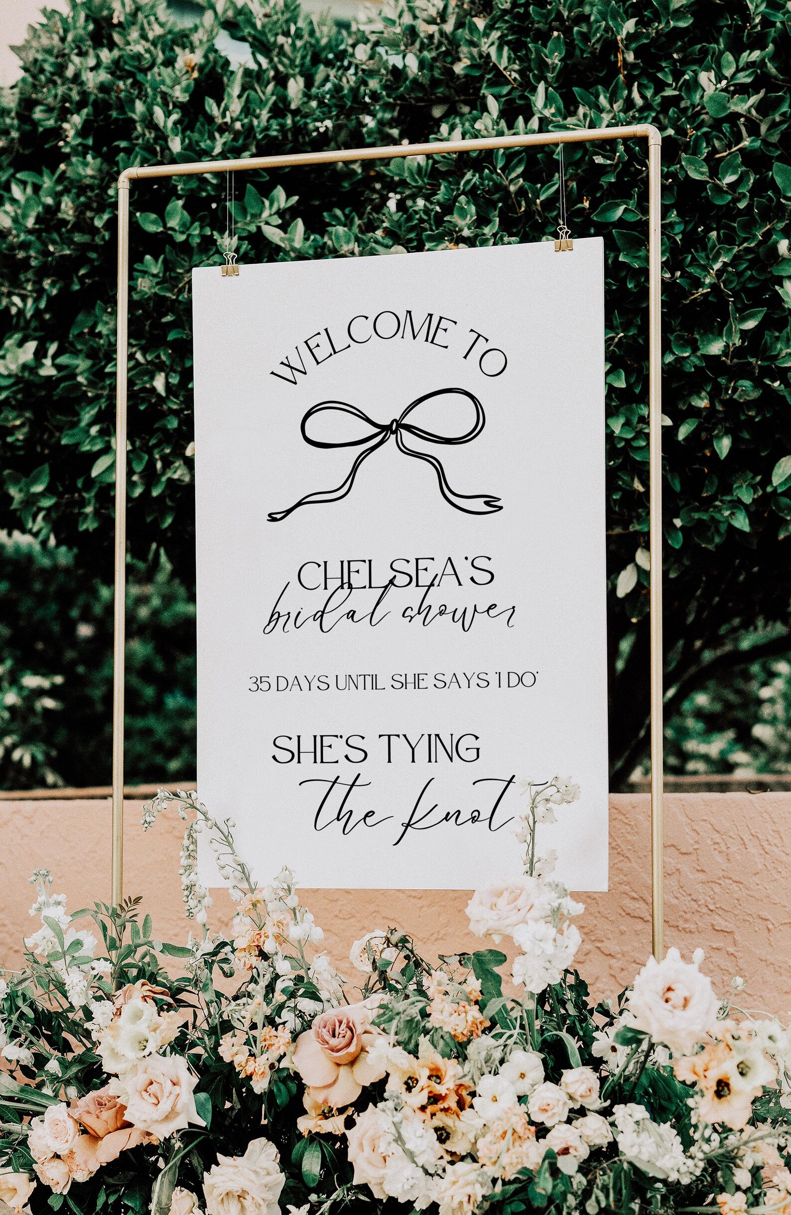 Shes Tying the Knot Signage, Printable Whimsical Bow Bridal Shower ...
